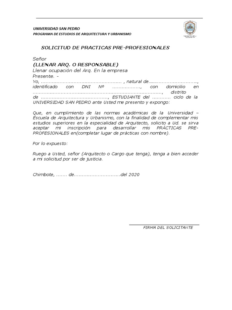 Solicitud para Practicas | PDF
