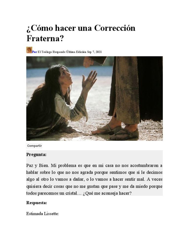 Cómo Hacer Una Corrección Fraterna | PDF | Jesús