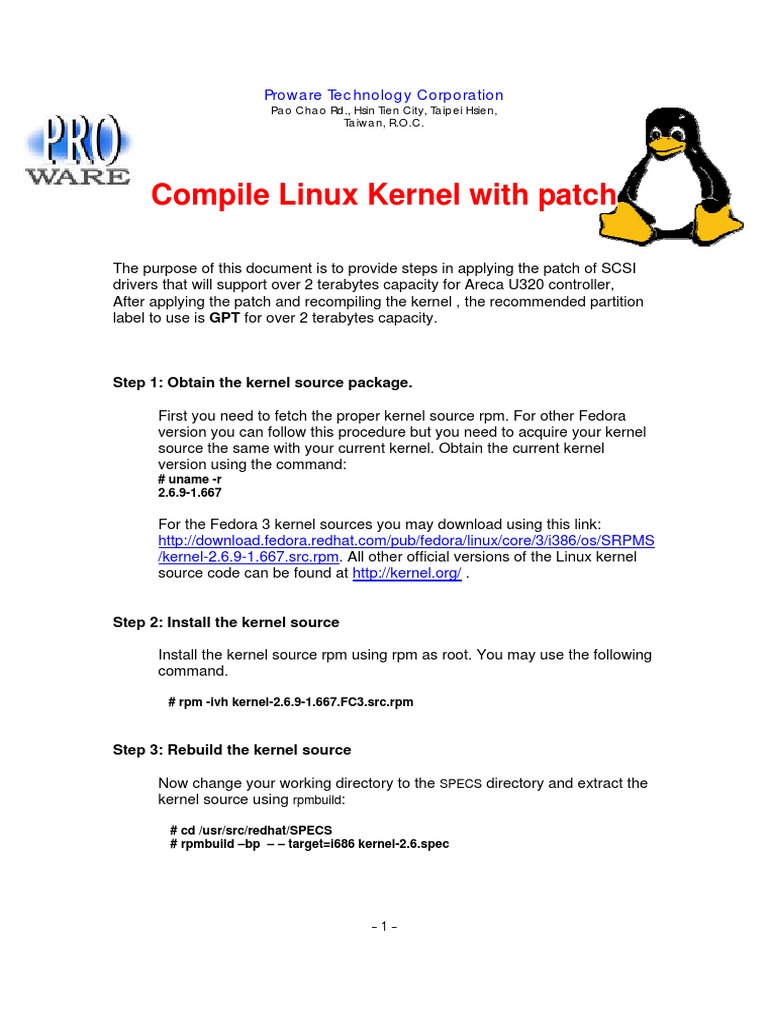 Compile Linux Kernel with Patch for Over 2TB Support | PDF | Operating System Families ...