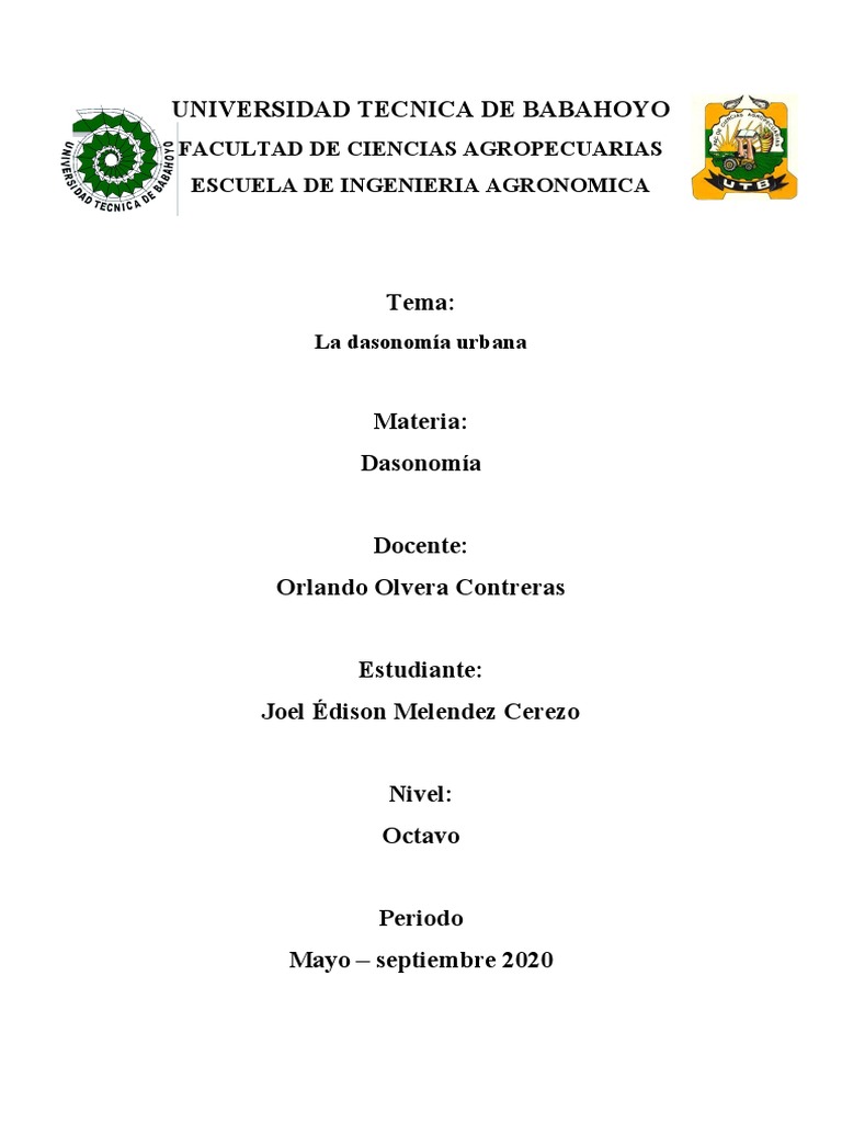 Dasonomia Urbana Joel Melendez Cerezo | PDF | Los bosques | Agua