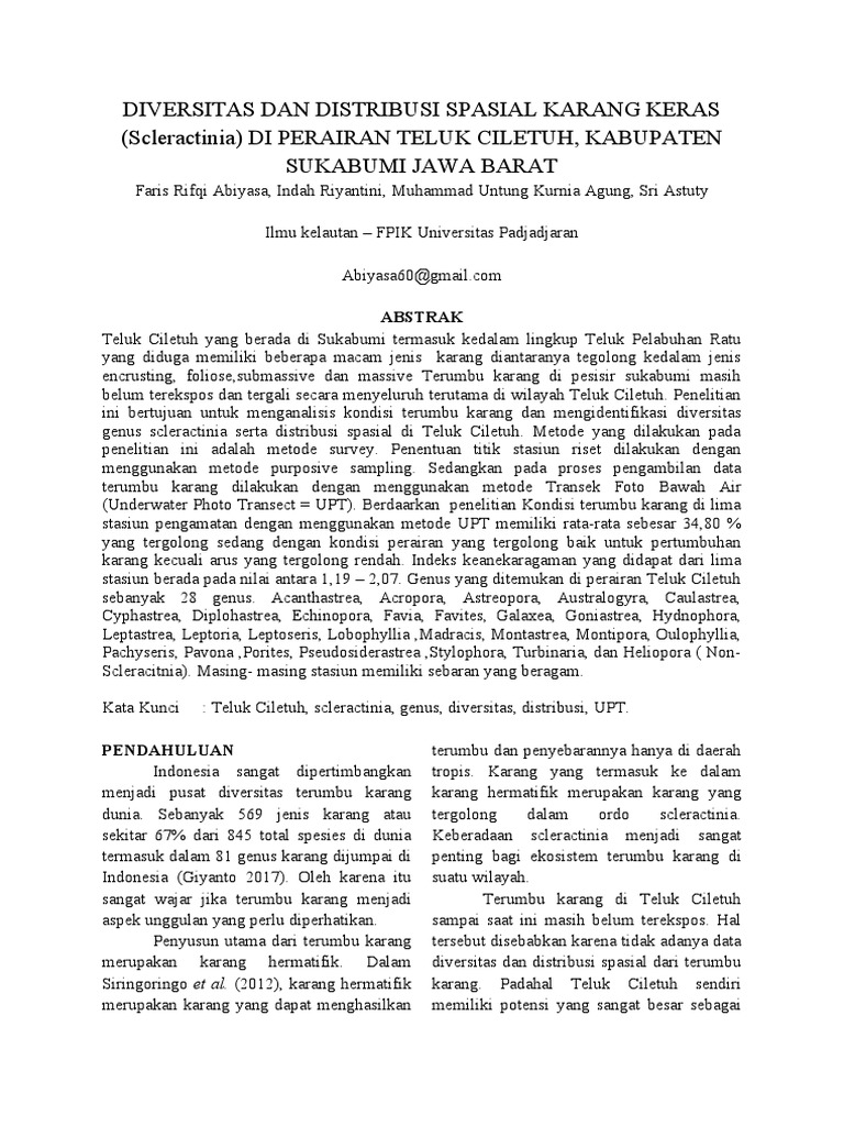 Diversitas Dan Distribusi Karang Keras-Jurnal | PDF