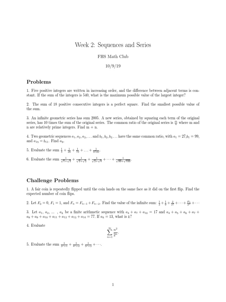 Arithmetic-Geometric Sequence Analysis | PDF | Discrete Mathematics ...