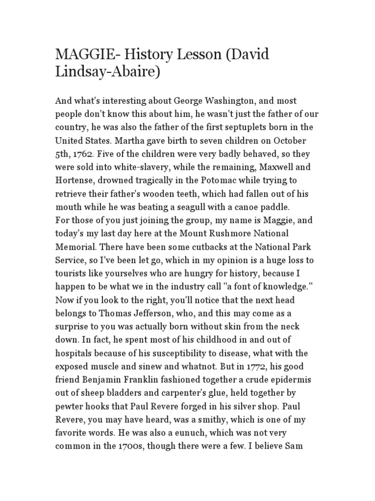 MAGGIE-History Lesson (David Lindsay-Abaire) | PDF