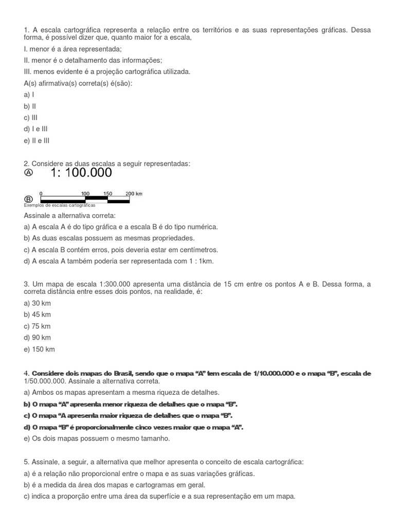 Exercícios de Escala 1 | PDF | Mapa | Geografia