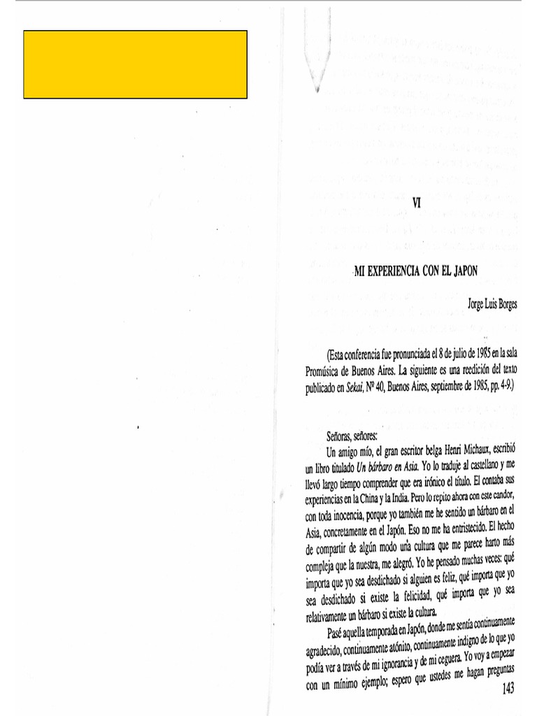 Borges, Jorge Luis. Mi Experiencia Con El Japón | PDF