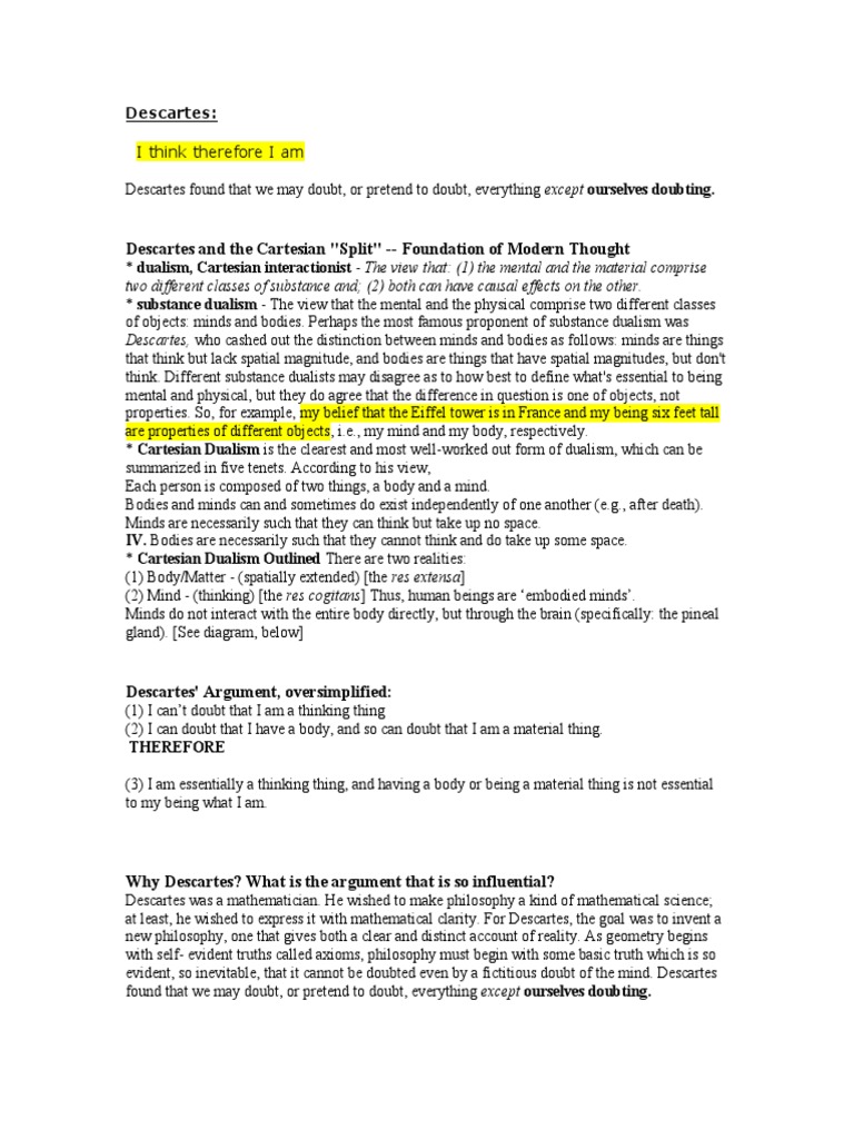 Descartes and The Cartesian "Split" - Foundation of Modern Thought ...