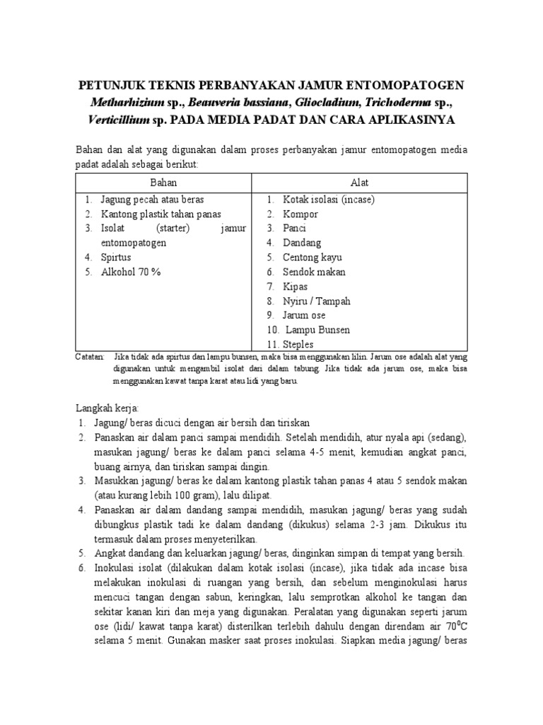 Cara Perbanyakan Agen Hayati Padat Cair Dan Manual Serta Cara ...