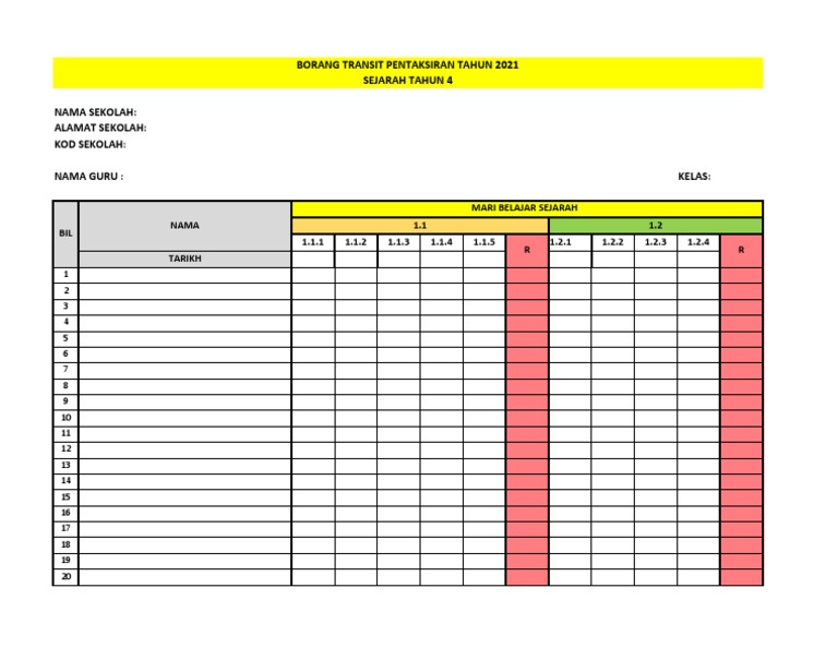 Rekod Transit Sejarah THN 4 A | PDF