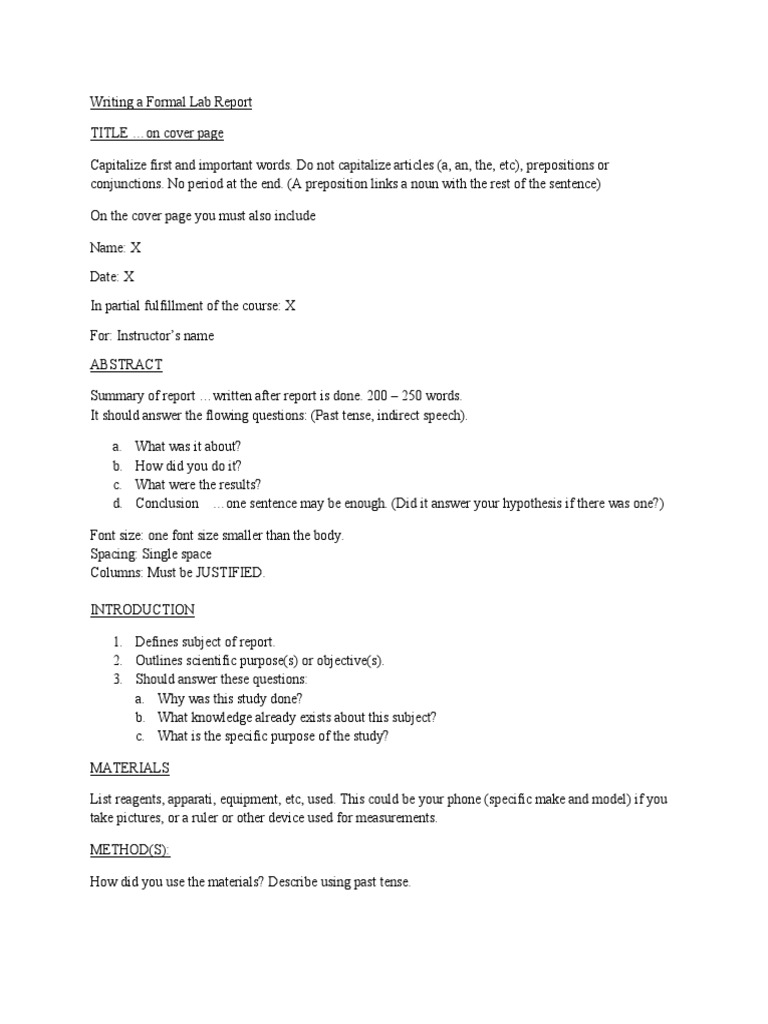 Writing A Lab Report | Download Free PDF | Apa Style | Experiment