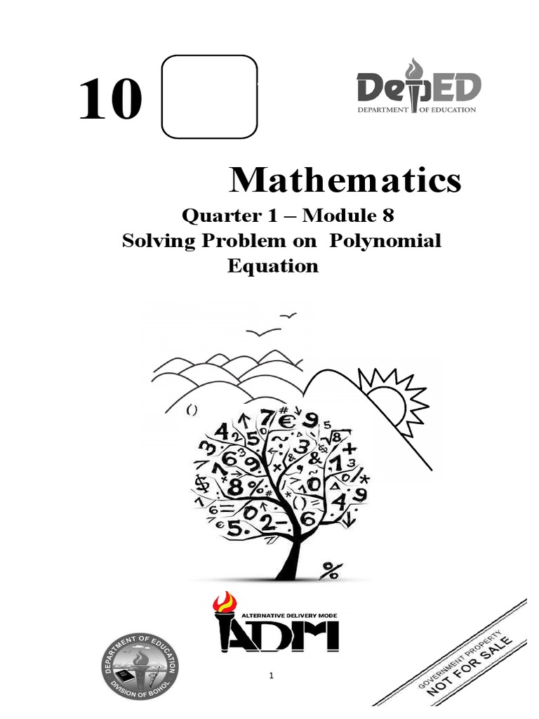 Mathematics: Quarter 1 - Module 8 Solving Problem On Polynomial ...