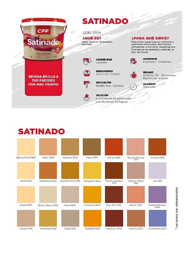 Latex Satinado CPP Catalogo de Colores | PDF