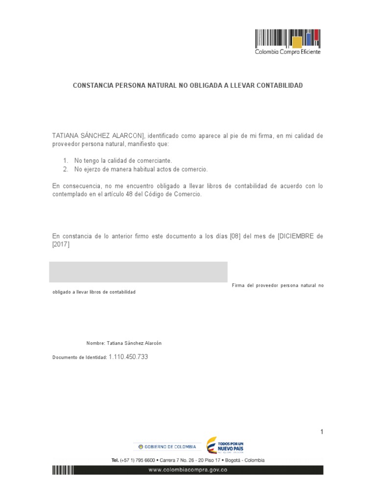 Constancia de Persona Natural | PDF