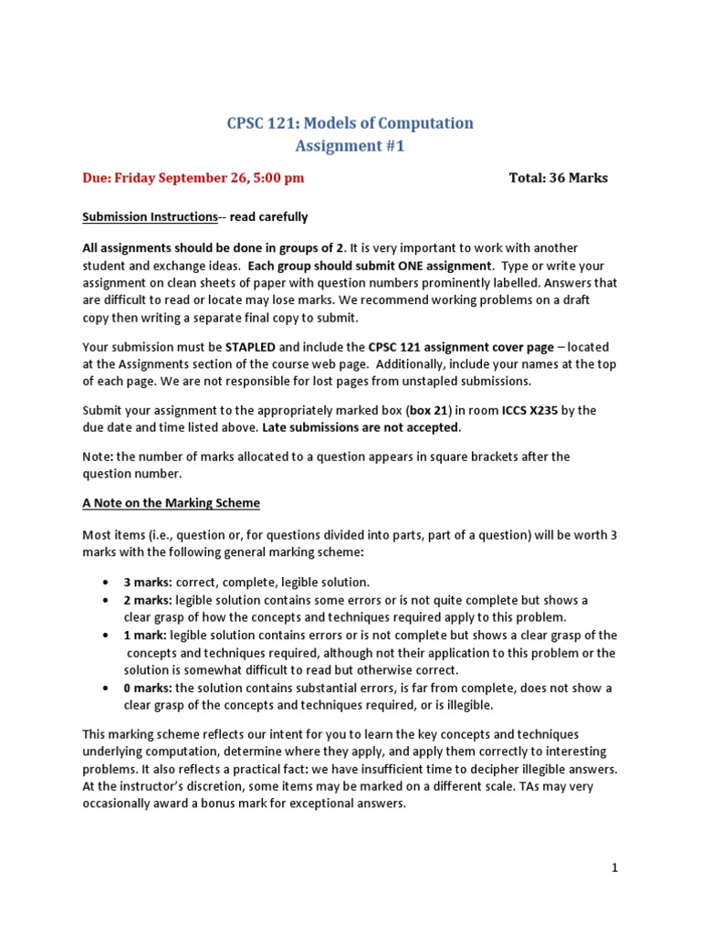 CPSC 121: Models of Computation Assignment #1: Due: Friday September 26 ...