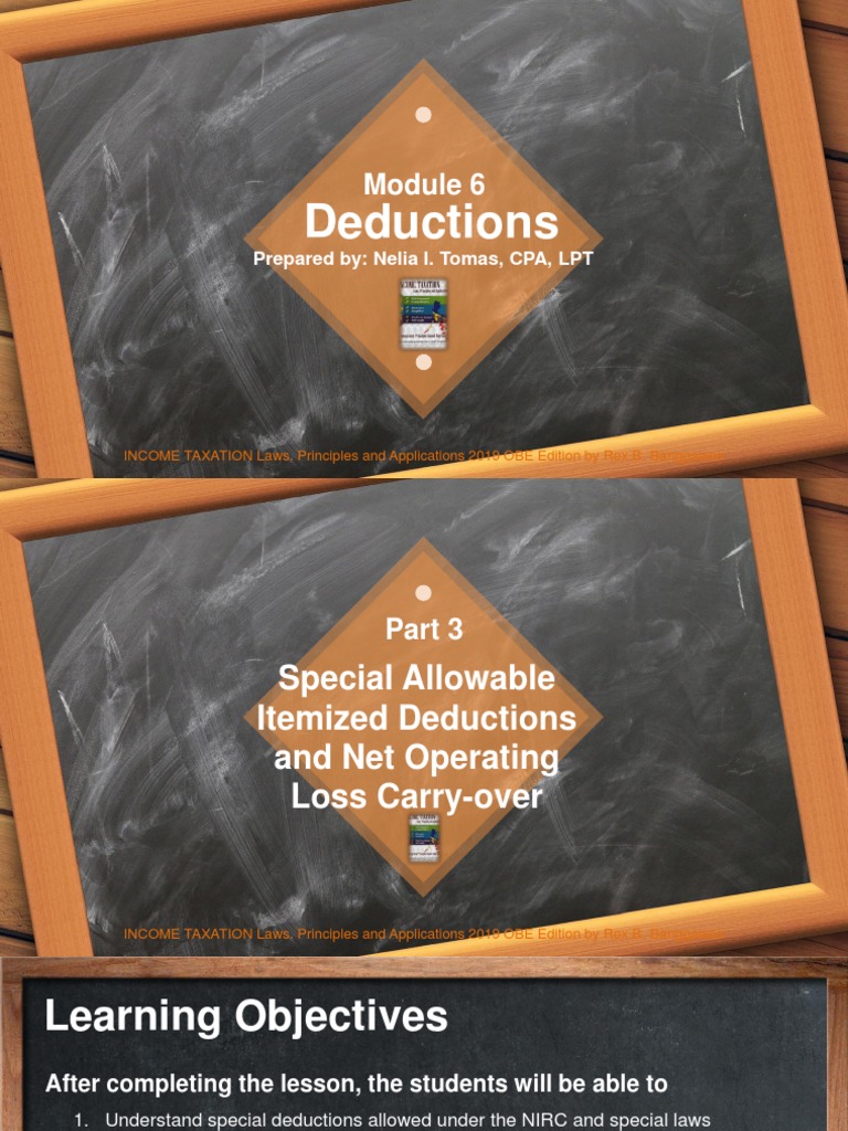 Module 6 Deductions and Net Operating Loss Carry-over | PDF | Tax ...