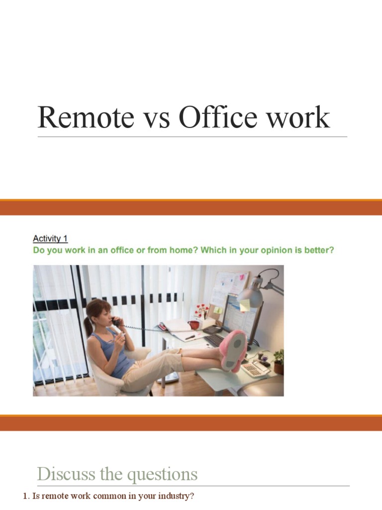 Remote Work vs Office Work: Pros & Cons | PDF | Telecommuting | Employment