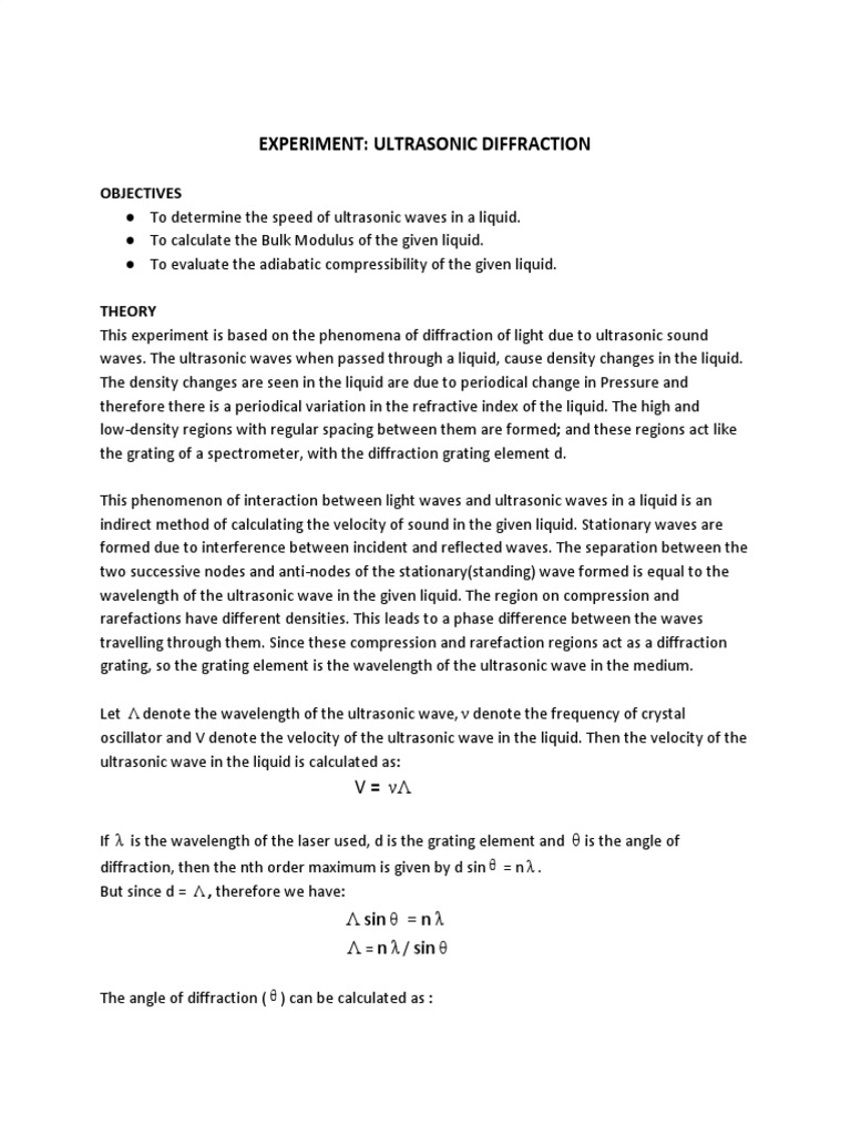 Ultrasonic Diffraction Experiment Determines Liquid Properties | PDF ...