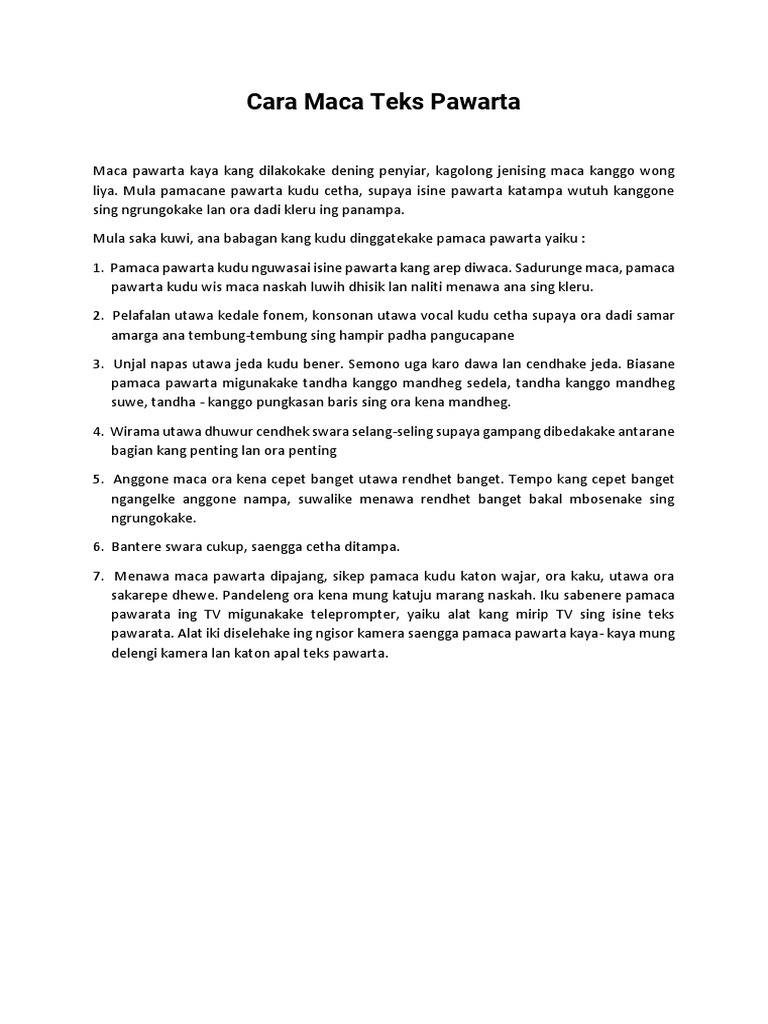 Cara Maca Teks Pawarta | PDF