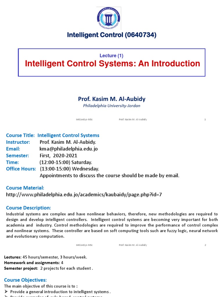 Intelligent Control Systems: An Introduction | PDF | Artificial ...