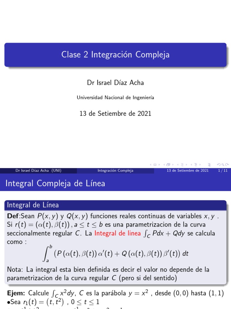 Teoremas de Integración Compleja | PDF | Integral | Curva