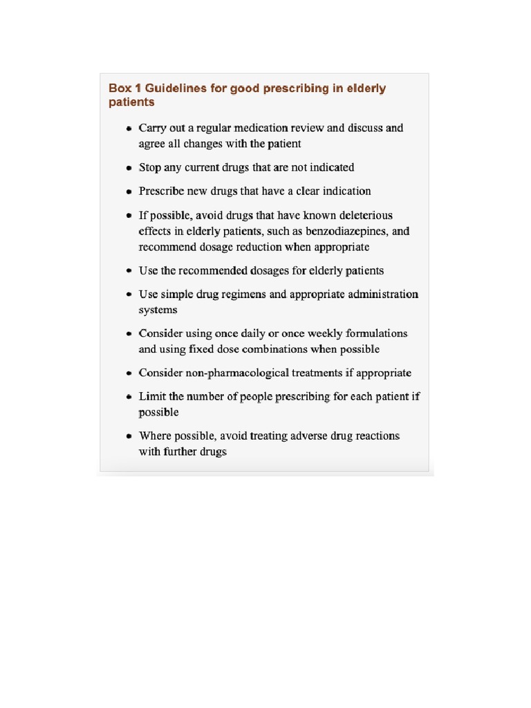Guidelines For Good Prescribing in Elderly Patients | PDF