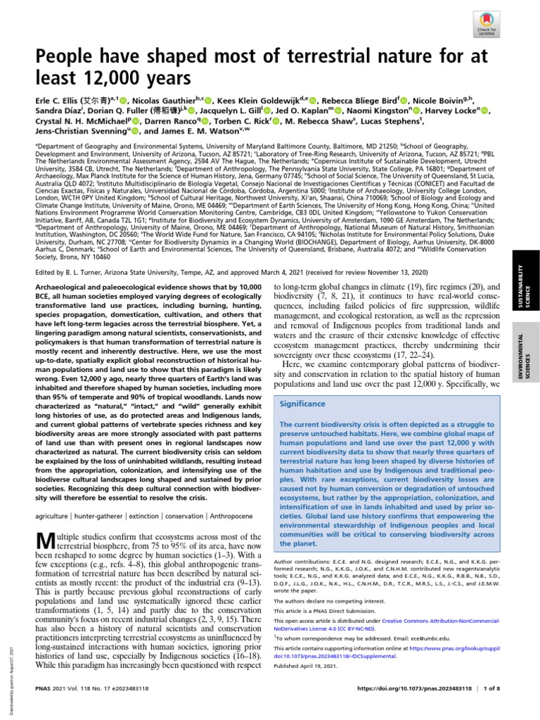 Human Influence on Terrestrial Nature | PDF | Biodiversity ...