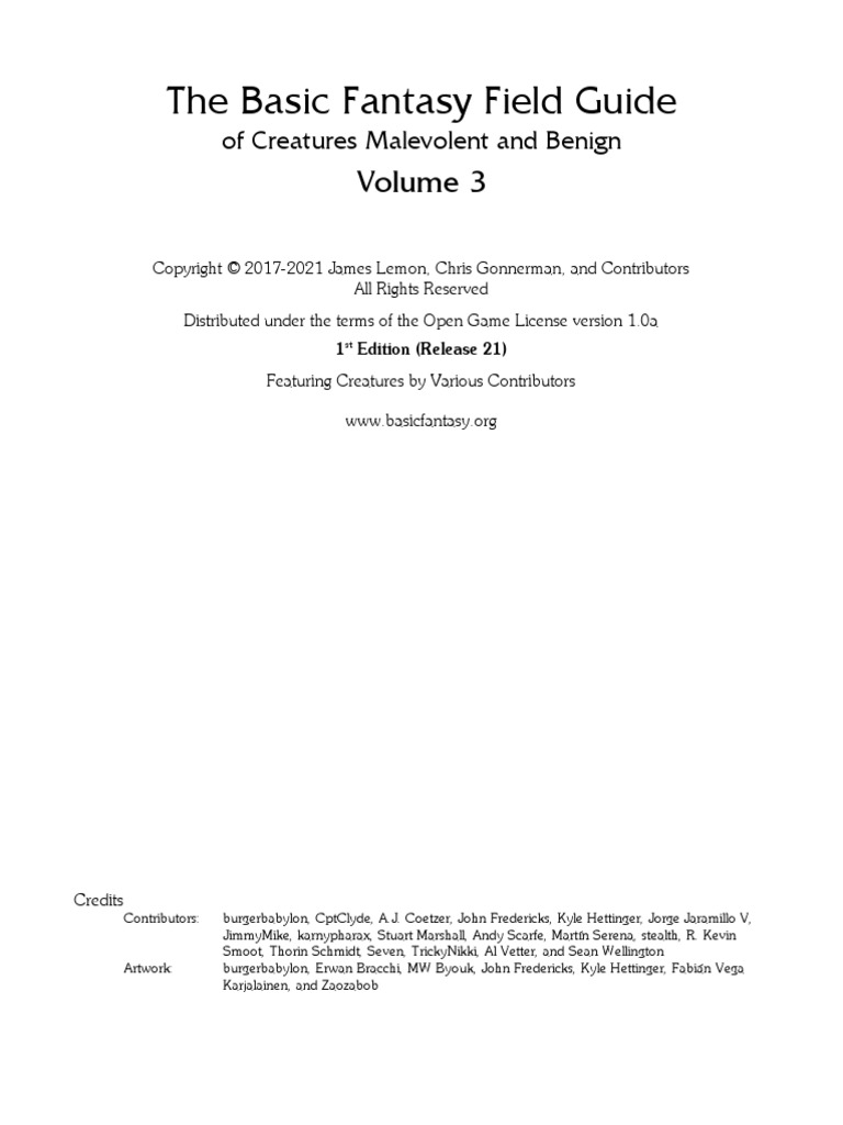 Basic Fantasy Field Guide 3 r21 | PDF | Bipedalism | Dinosaurs