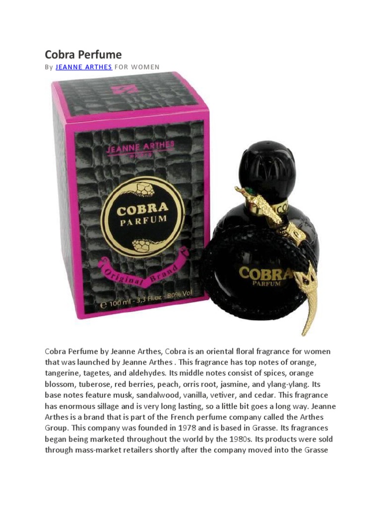 Cobra Perfume: Jeanne Arthes | PDF