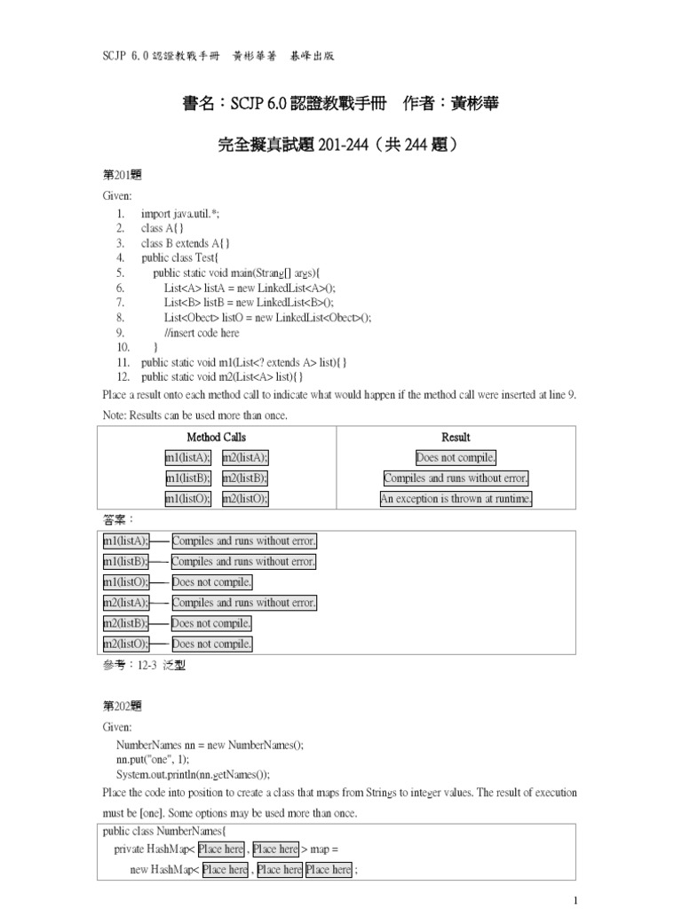 SCJP 6.0認證教戰手冊考題201-244 | PDF | C (Programming Language) | Method ...