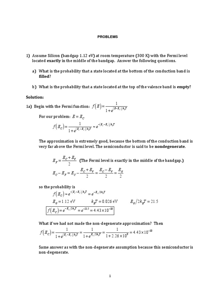 Problems | PDF | Doping (Semiconductor) | Electronvolt