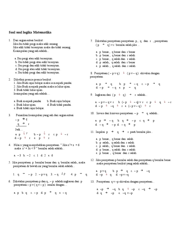 Soal Soal Logika Matematika Pdf