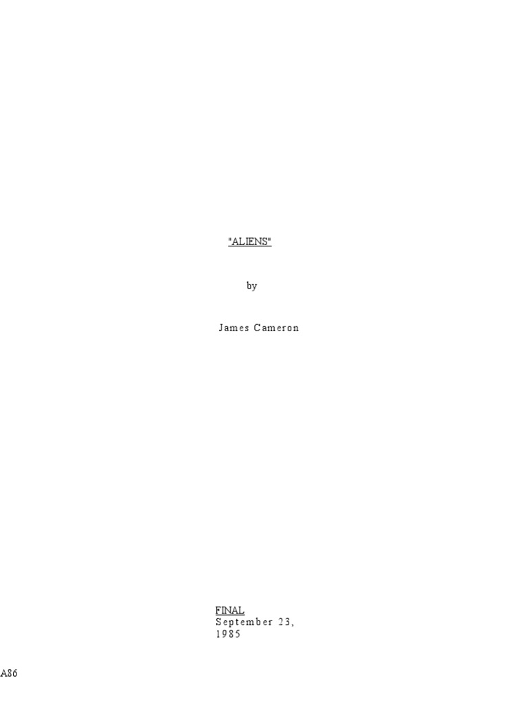 Aliens (1986) Final Script by James Cameron | PDF | Young Adult