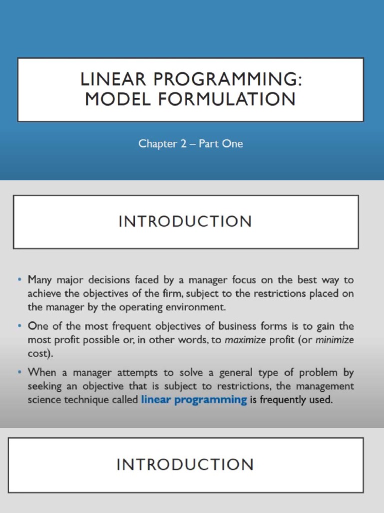 Chapter 2 Part 1 3 Linear Programming Model Formulation and Graphical ...