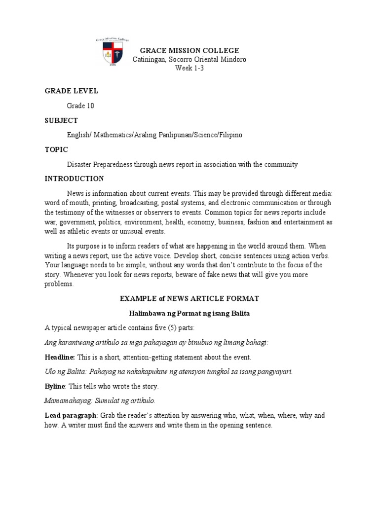 G10 ACTIVITIES Week 1-3 | PDF | News | Cognition