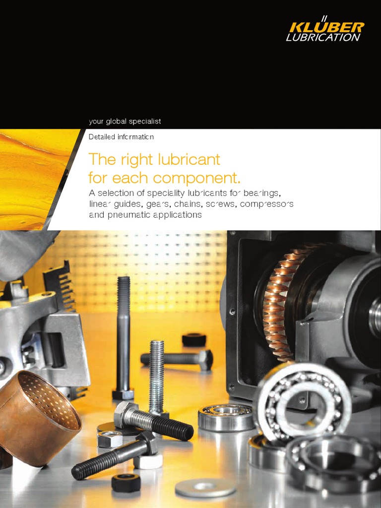 Kluber-Brochure Lubrication of Various Components | PDF | Lubricant ...