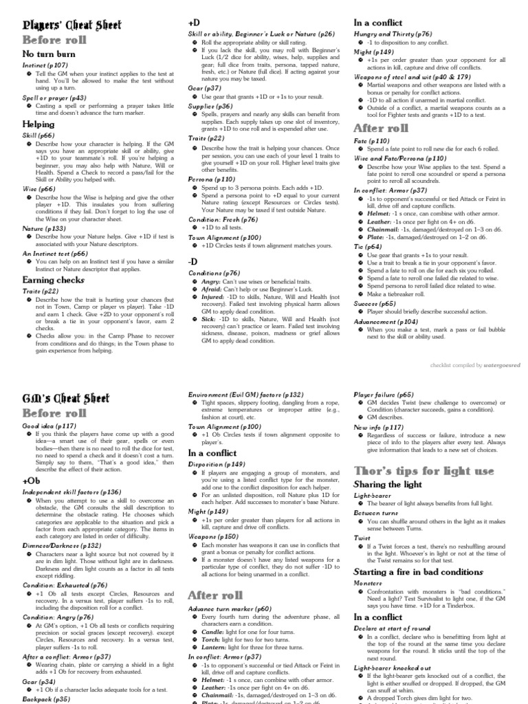 Players' Cheat Sheet: Before Roll | PDF | Armour Players' Cheat Sheet: Before Roll | PDF | Armour