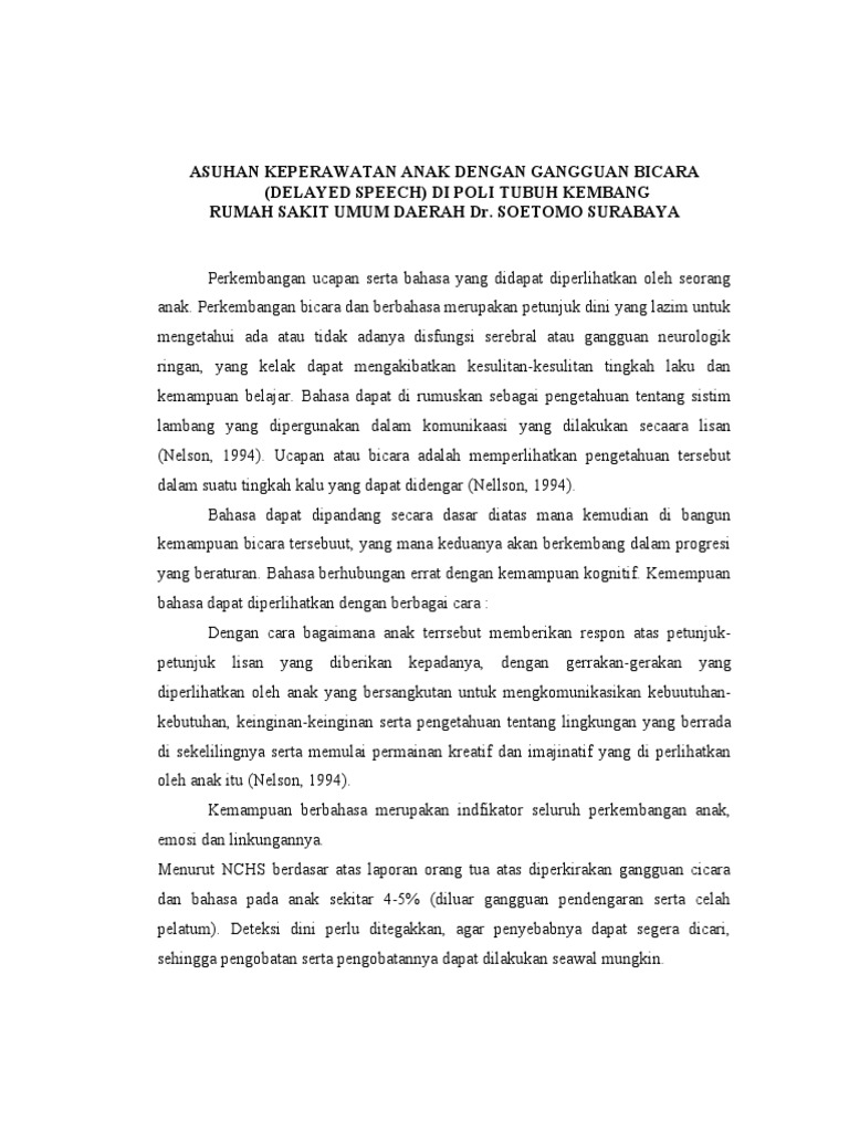 Askep Speech Delay | PDF