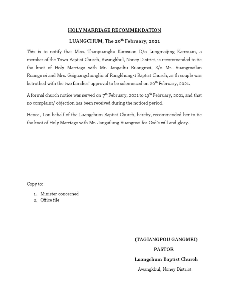 Notification Letter For A Catholic Church Wedding Christian Wedding