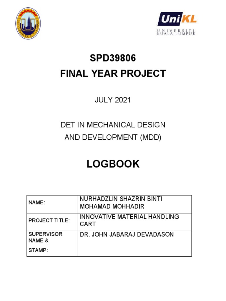 Fyp Logbook (Week 1-5) - Marked Nurhadzlin | PDF