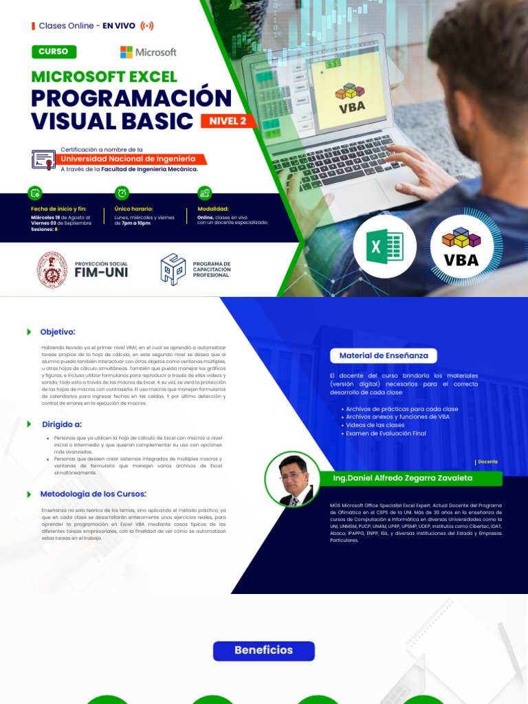 Brochure-Microsoft Excel VBA Nivel 2 | PDF | Microsoft Excel | Visual Basic para Aplicaciones