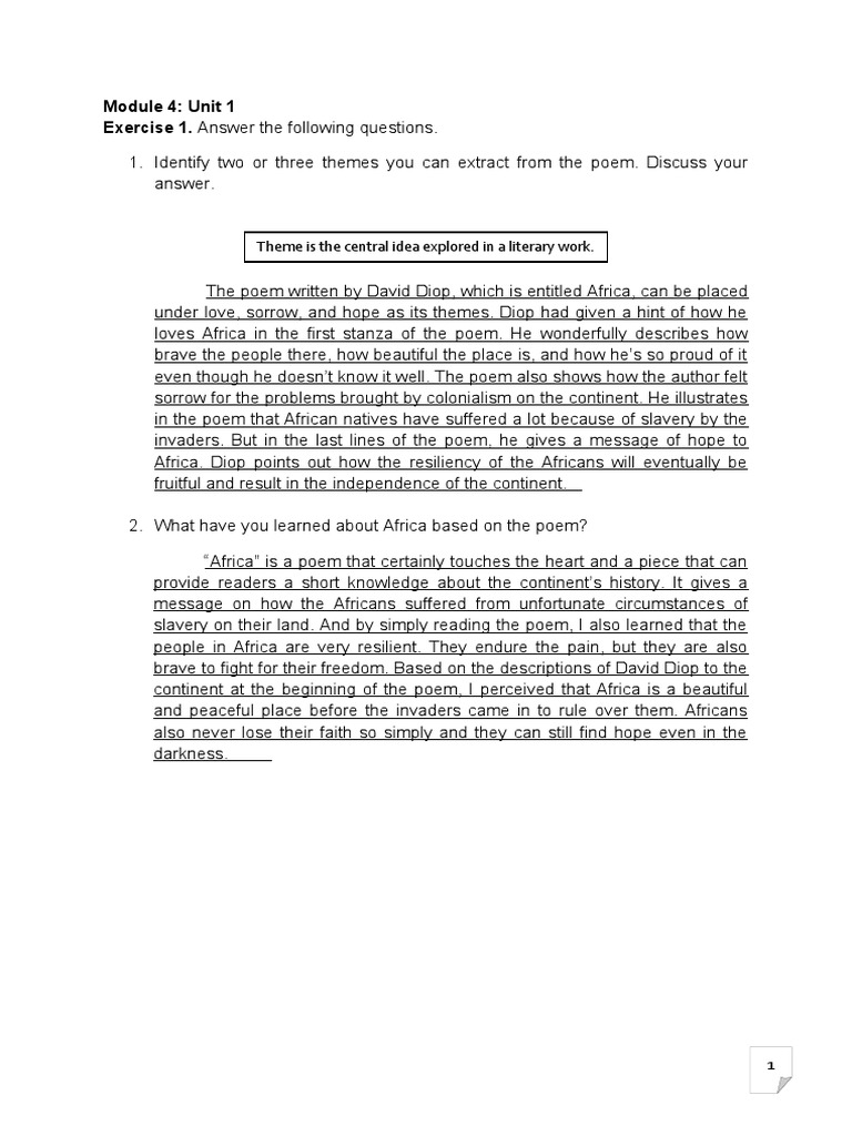 Module 4: Unit 1 Exercise 1. Answer The Following Questions | PDF ...