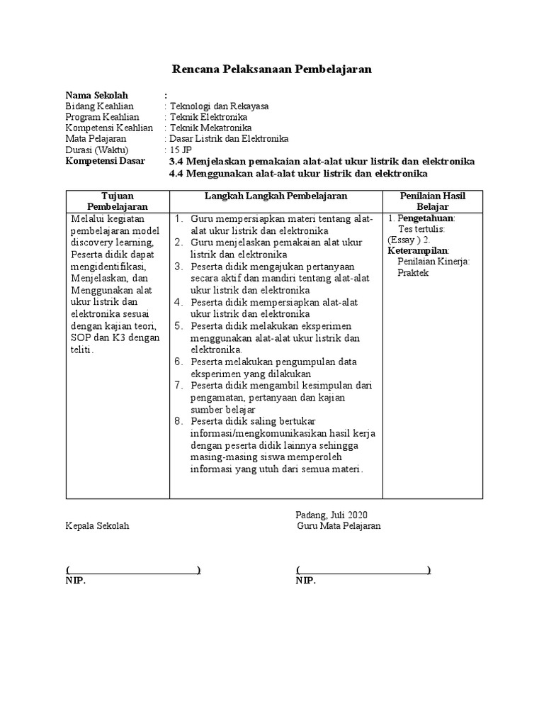 RPP Dle Kd. 3.4 | PDF