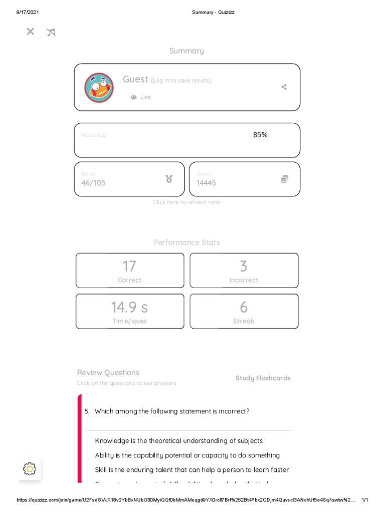 Summary - Quizizz | PDF