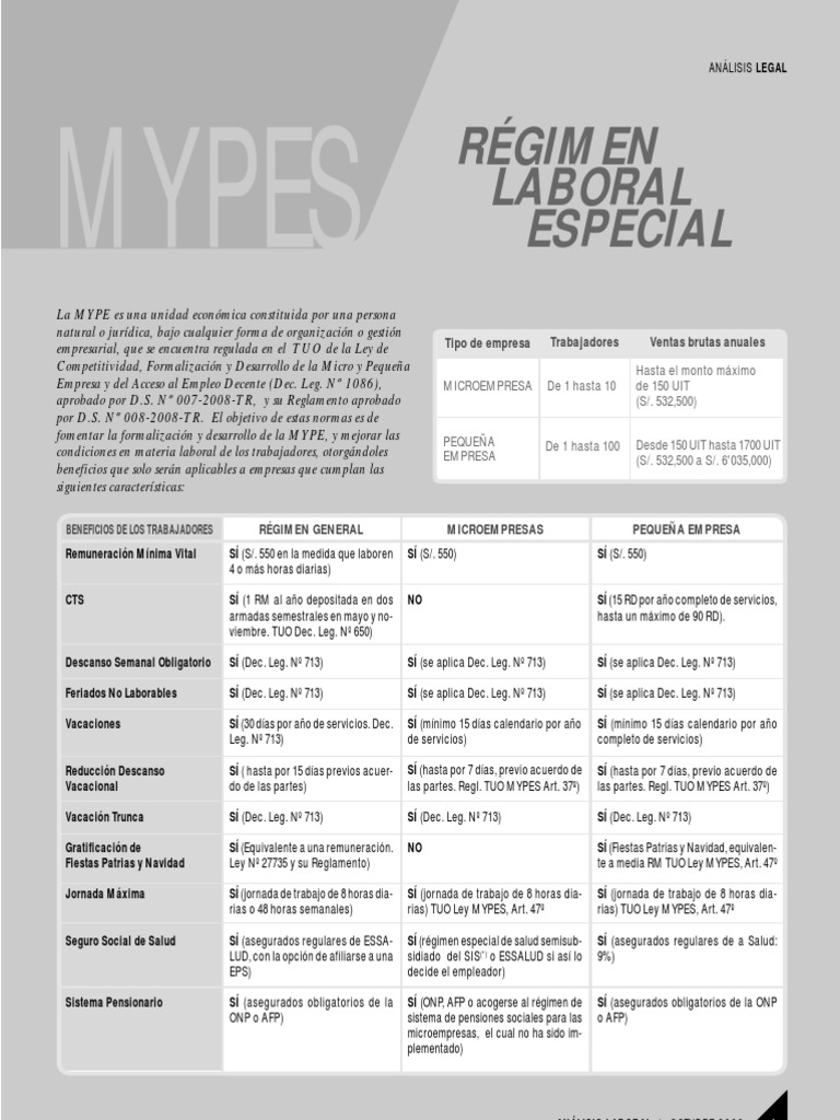 MYPE - Régimen Laboral Especial | PDF | Relaciones laborales ...
