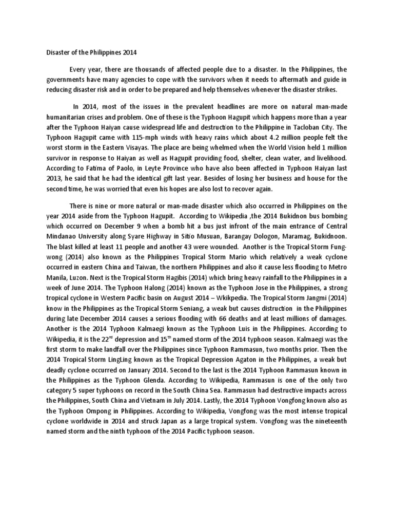 Disaster of The Philippines 2014 | PDF | Typhoon | Tropical Cyclones