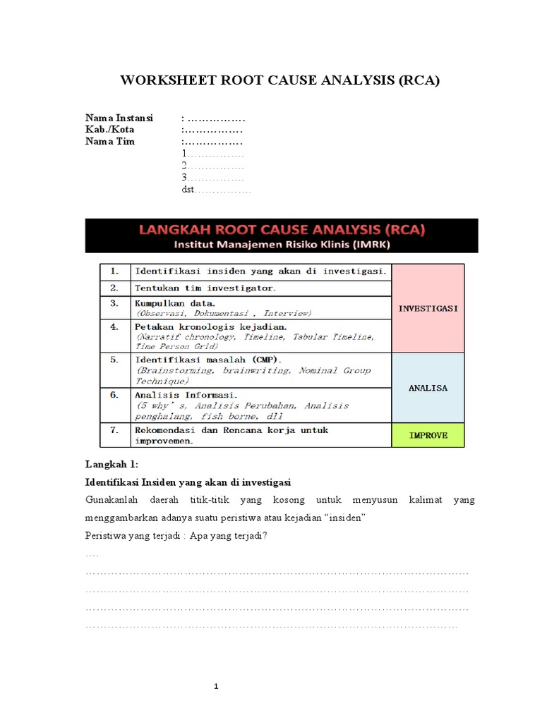 Worksheet RCA | PDF