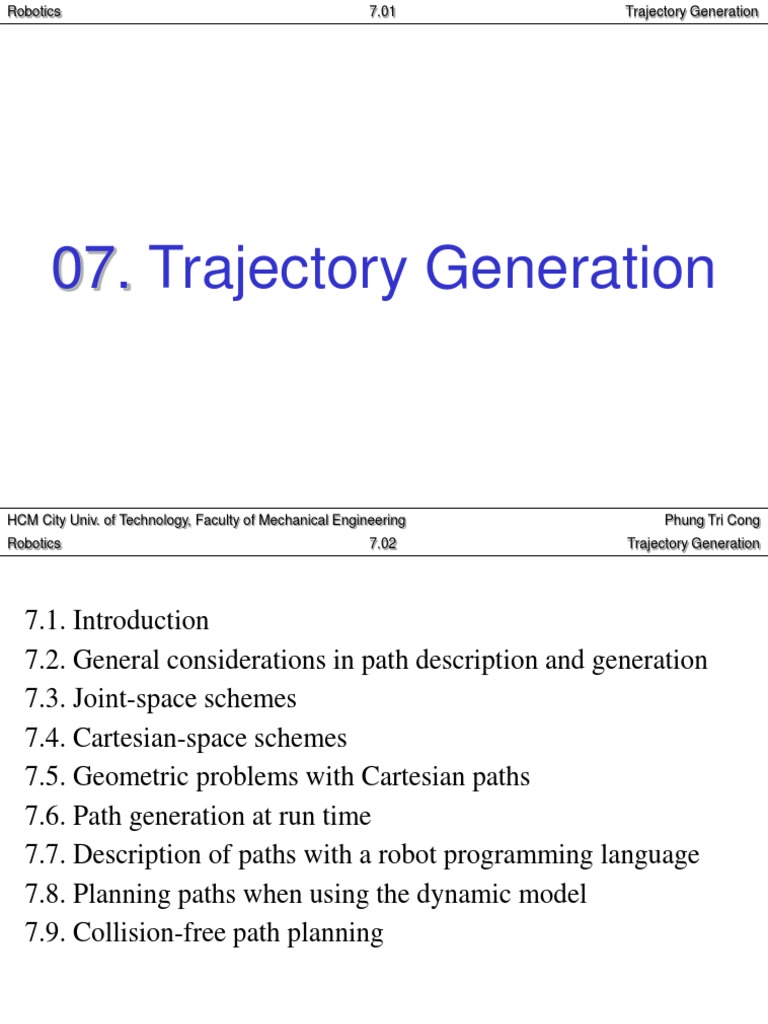 82 Part2 TrajectoryGeneration | PDF | Kinematics | Acceleration