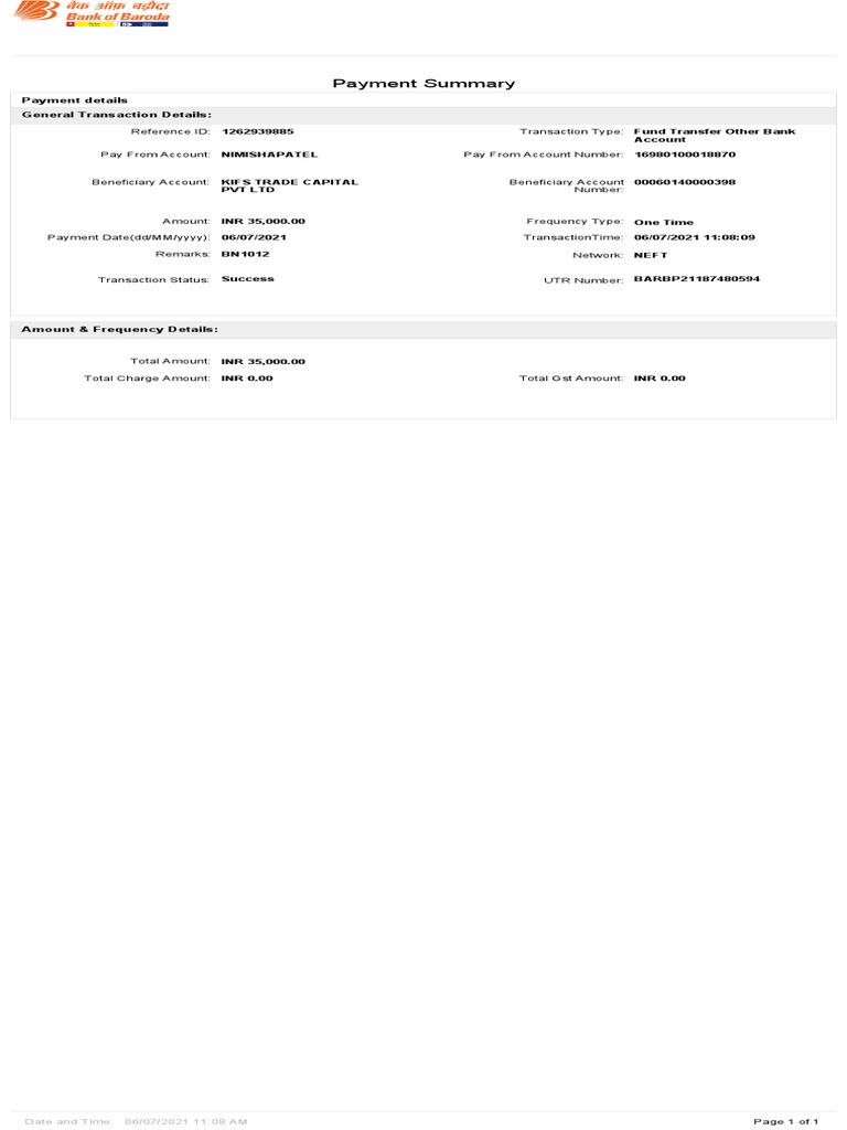 Payment Summary: Account | PDF | Business