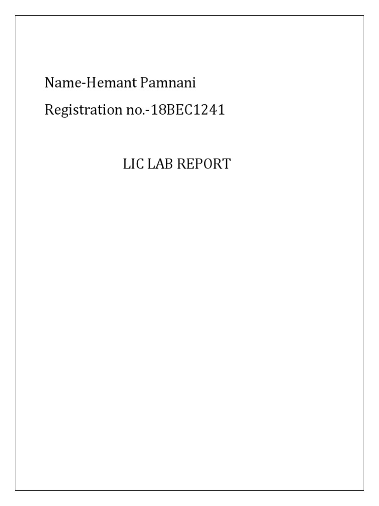 LIC LAB REPORT New | PDF | Amplifier | Operational Amplifier
