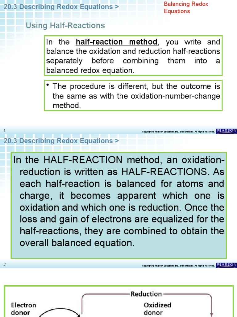 HALF-REACTION METHODBalancing Redox Equations | PDF | Redox ...