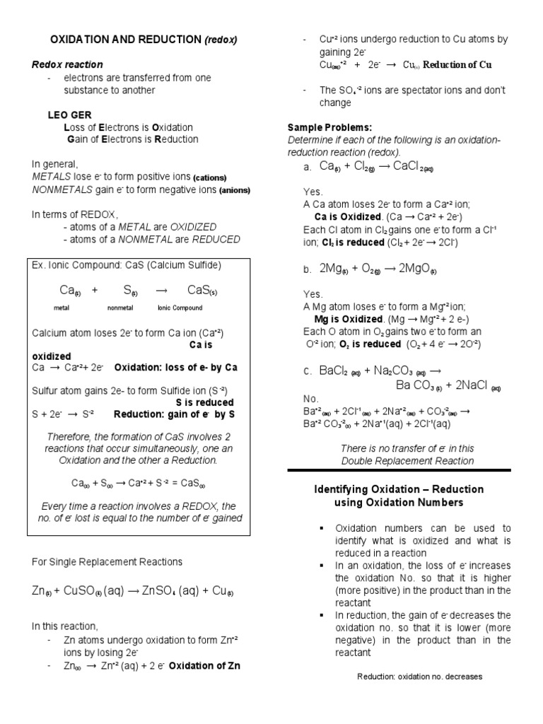 Eng Chem Lecture Notes | PDF | Redox | Ion